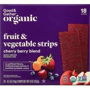 Good & Gather Organic Fruit & Vegetable Strips. Cherry Berry Blend. 18 Count. Gluten Free Certified.