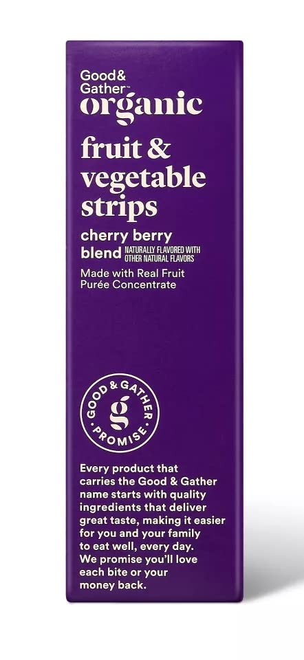 Good & Gather Organic Fruit & Vegetable Strips. Cherry Berry Blend. 18 Count. Gluten Free Certified.