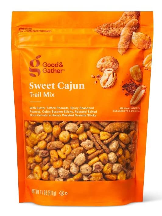 Good & Gather Sweet Cajun Trail Mix with Butter Toffee Peanuts, Spicy Seasoned Peanuts, Cajun Sesame Sticks, Roasted Salted 11 Ounce (Pack of 1)