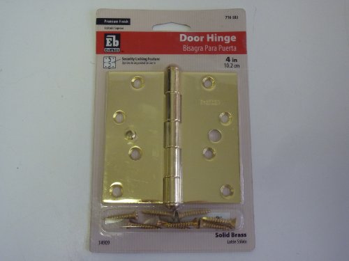 Everbilt 4 in. Solid Brass Square Corner Security Door Hinge 14909