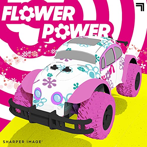 SHARPER IMAGE Pixie Cruiser Pink and Purple RC Remote Control Car Toy for Girls with Off-Road Grip Tires Princess Style Big Buggy Crawler w/Flowers