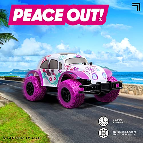 SHARPER IMAGE Pixie Cruiser Pink and Purple RC Remote Control Car Toy for Girls with Off-Road Grip Tires Princess Style Big Buggy Crawler w/Flowers