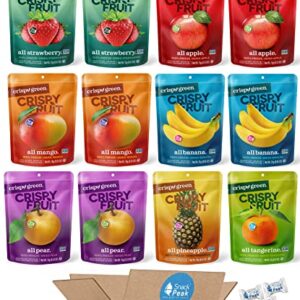 Crispy Green Freeze Dried Fruit Crisps Snack Peak Variety Gift Box – Apple, Asian Pear, Banana, Mango, Tangerine, Pineapple and Strawberry