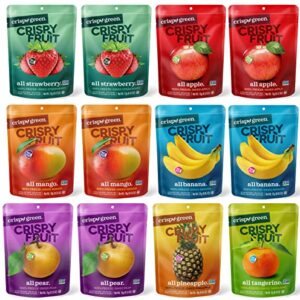 Crispy Green Freeze Dried Fruit Crisps Snack Peak Variety Gift Box – Apple, Asian Pear, Banana, Mango, Tangerine, Pineapple and Strawberry