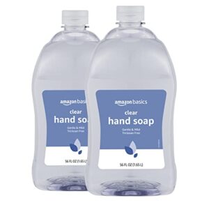 amazon basics gentle & mild clear liquid hand soap refill, triclosan-free, 56 fluid ounces, 2-pack