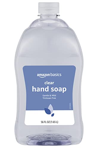 Amazon Basics Gentle & Mild Clear Liquid Hand Soap Refill, Triclosan-Free, 56 Fluid Ounces, 2-Pack