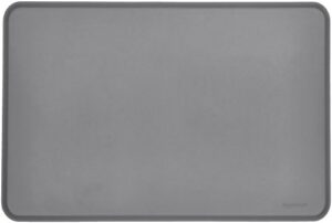 amazon basics waterproof anti-slip silicone pet food and water bowl mat, 24 x 16 inches, gray