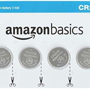 Amazon Basics 4 Pack CR2032 3 Volt Lithium Coin Cell Battery