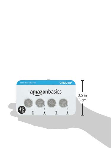 Amazon Basics 4 Pack CR2032 3 Volt Lithium Coin Cell Battery