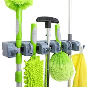 amazon basics broom holder wall mount and garden tool organizer, 6 hook