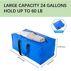 Extra Large Heavy Duty Moving Bags, Blue Storage Totes with Zippers for Clothing Blanket Storage, Dorm College Moving Supplies Boxes, Travelling Bag ,Clothes Storage Bins Compatible with Ikea Frakta Cart, 5 Packs,6 labels