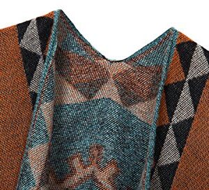 Urban CoCo Women's Printed Tassel Open front Poncho Cape Cardigan Wrap Shawl (Orange-series 5)