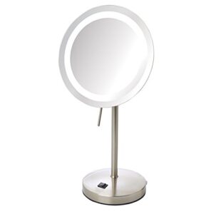 sharper image jrt950nl slimline led lighted tabletop 8x magnification mirror, nickel