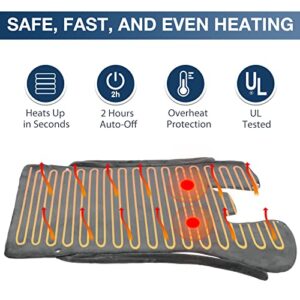 Heating Pad with Massager for Neck and Shoulders, Wearable Electric Heating Pads for Back Pain Relief, Auto-shutoff, 6 Heat Settings, 4 Massage Modes, UL Certified, Large Size, Gray