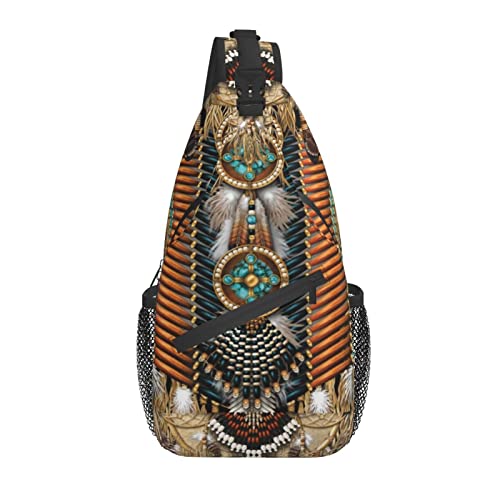 ASYG Native American Art Indian Sling Backpack Cute Chest Bags Crossbody Retro Shoulder Bag for Men Women Boys Girls