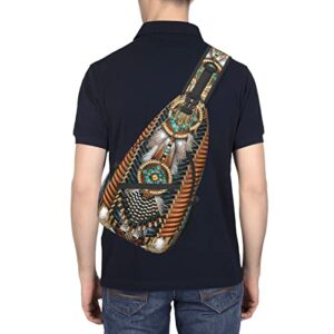 ASYG Native American Art Indian Sling Backpack Cute Chest Bags Crossbody Retro Shoulder Bag for Men Women Boys Girls