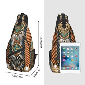 ASYG Native American Art Indian Sling Backpack Cute Chest Bags Crossbody Retro Shoulder Bag for Men Women Boys Girls