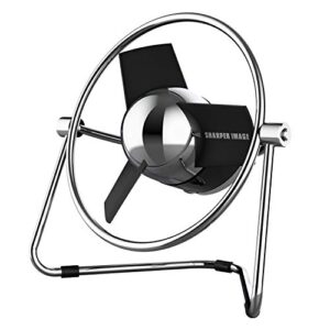 sharper image sbm1-si usb fan with soft blades, 2 speeds, touch control, quiet operation, metal frame, 5v wall adapter, 6 ft. cable, personal, black/chrome