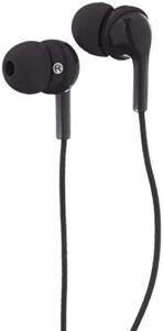 amazon basics in-ear wired headphones, earbuds with microphone, black