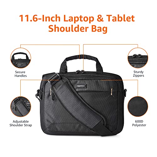 Amazon Basics 11.6-Inch Laptop and iPad Tablet Shoulder Bag Carrying Case, Black