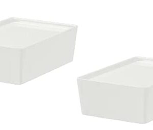 I-K-E-A KUGGIS Box with Lid, Small Stackable Storage Container, White 7x10 ¼x3 ¼ "