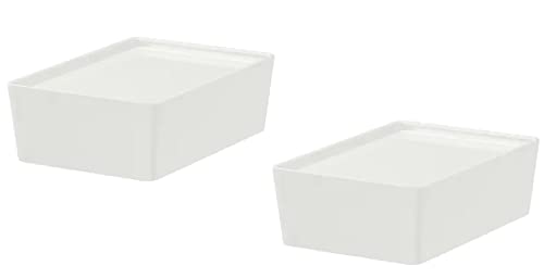 I-K-E-A KUGGIS Box with Lid, Small Stackable Storage Container, White 7x10 ¼x3 ¼ "