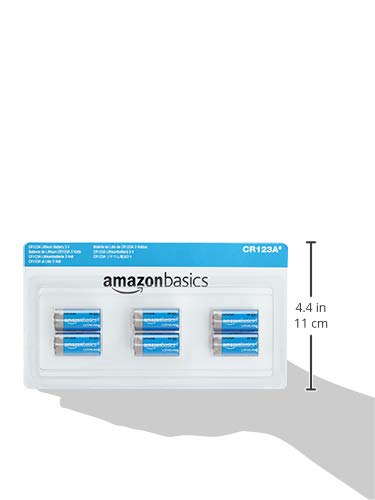 Amazon Basics 6-Pack Lithium CR123a 3 Volt Battery, 10-Year Shelf Life