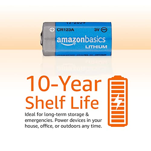 Amazon Basics 6-Pack Lithium CR123a 3 Volt Battery, 10-Year Shelf Life