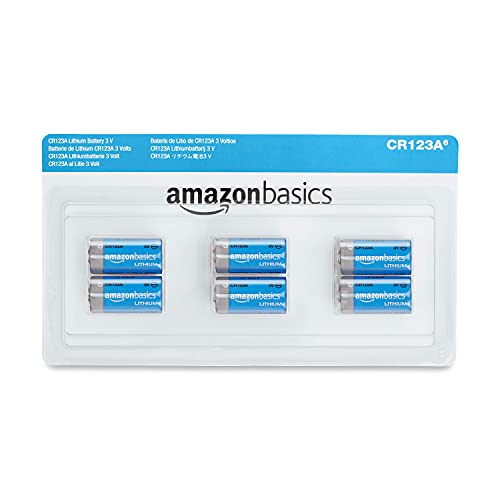 Amazon Basics 6-Pack Lithium CR123a 3 Volt Battery, 10-Year Shelf Life