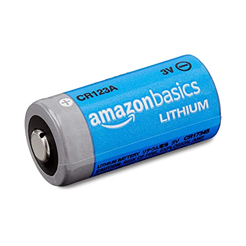 Amazon Basics 6-Pack Lithium CR123a 3 Volt Battery, 10-Year Shelf Life