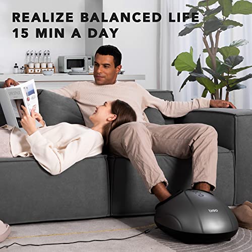 Breo Foot Massager Machine with Heat, Shiatsu Deep Tissue Kneading, Rolling Massage for Relax, Fits Feet Up to Men Size 12