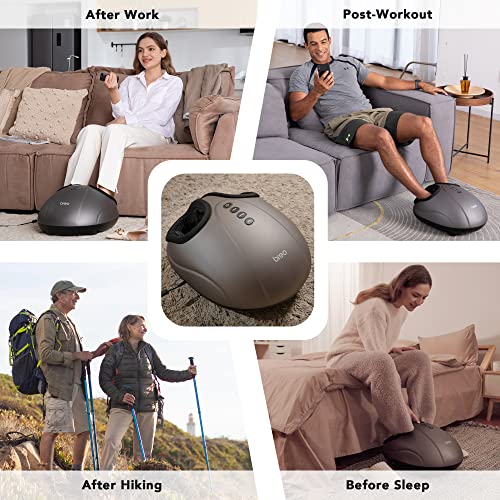 Breo Foot Massager Machine with Heat, Shiatsu Deep Tissue Kneading, Rolling Massage for Relax, Fits Feet Up to Men Size 12