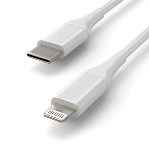 Amazon Basics USB-C to Lightning Cable, MFi Certified Charging Cord for Apple iPhone 14 13 12 11 X Xs Pro, Pro Max, Plus, iPad, 10,000 Bend Lifespan - White, 6-Ft