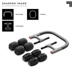 Sharper Image Flex Roller, Modular Massager with 8 Attachments, Compact Design, Silicone and Foam Rollers for Deep Tissue Massage, Workout Recovery, and Pain Relief