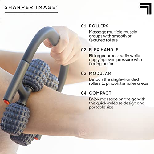 Sharper Image Flex Roller, Modular Massager with 8 Attachments, Compact Design, Silicone and Foam Rollers for Deep Tissue Massage, Workout Recovery, and Pain Relief