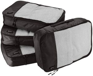 amazon basics 4 piece packing travel organizer cubes set – medium, black