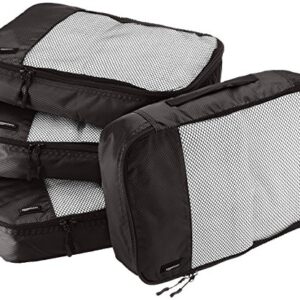 Amazon Basics 4 Piece Packing Travel Organizer Cubes Set - Medium, Black