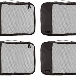 Amazon Basics 4 Piece Packing Travel Organizer Cubes Set - Medium, Black