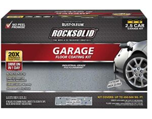 rust-oleum 293513 rocksolid polycuramine garage oil floor coating, 2.5 car kit, gray