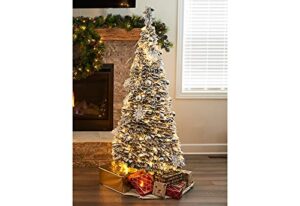 sharper image pop-up 6ft. white flocked christmas tree