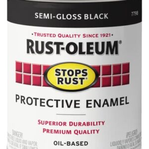 Rust-Oleum 7798502 Stops Rust Brush On Paint, 1 Quarts (Pack of 1), Semi-Gloss Black, 32 Fl Oz