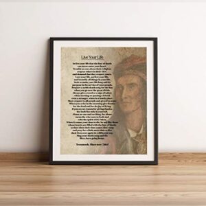 "Live Your Life"-Tecumseh, Shawnee Chief- Poetry Wall Art Print-11 x 14"-Ready to Frame. Spiritual Print w/Replica Distressed Parchment Design. Native American Home-Office-Studio Decor. Live Life!