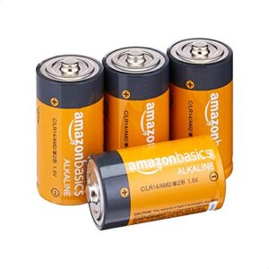 amazon basics 4 pack c cell all-purpose alkaline batteries, 5-year shelf life, easy to open value pack