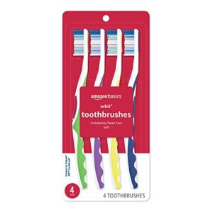 amazon basics orbit toothbrushes, soft, full, 4 count, 1-pack (previously solimo)