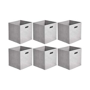 amazon basics collapsible fabric storage cubes with oval grommets – 6-pack, light grey