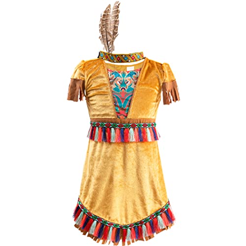 IKALI Girls Native American Costume, Kids Indian Costume Toddlers Children Halloween Role Play Costume Outfit Dress-Up Set