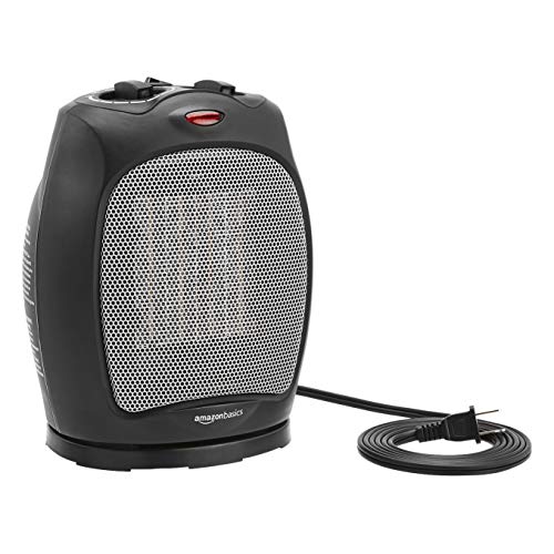 Amazon Basics 1500W Oscillating Ceramic Heater with Adjustable Thermostat, Black