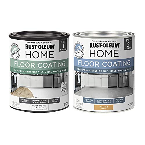 Rust-Oleum 367591 Home Interior Floor Coating Kit, Matte Ultra White 32 Fl Oz (Pack of 2)