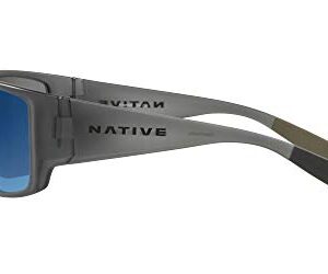 Native Eyewear Sightcaster Rectangular Sunglasses, Matte Smoke Crystal/Blue Reflex Polarized, 64 mm