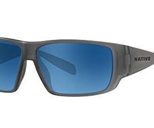 Native Eyewear Sightcaster Rectangular Sunglasses, Matte Smoke Crystal/Blue Reflex Polarized, 64 mm